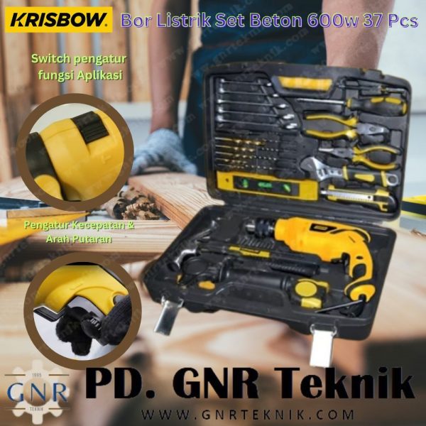 Krisbow Set Bor Listrik Beton 600w 37 Pcs - Toko Gnr Teknik